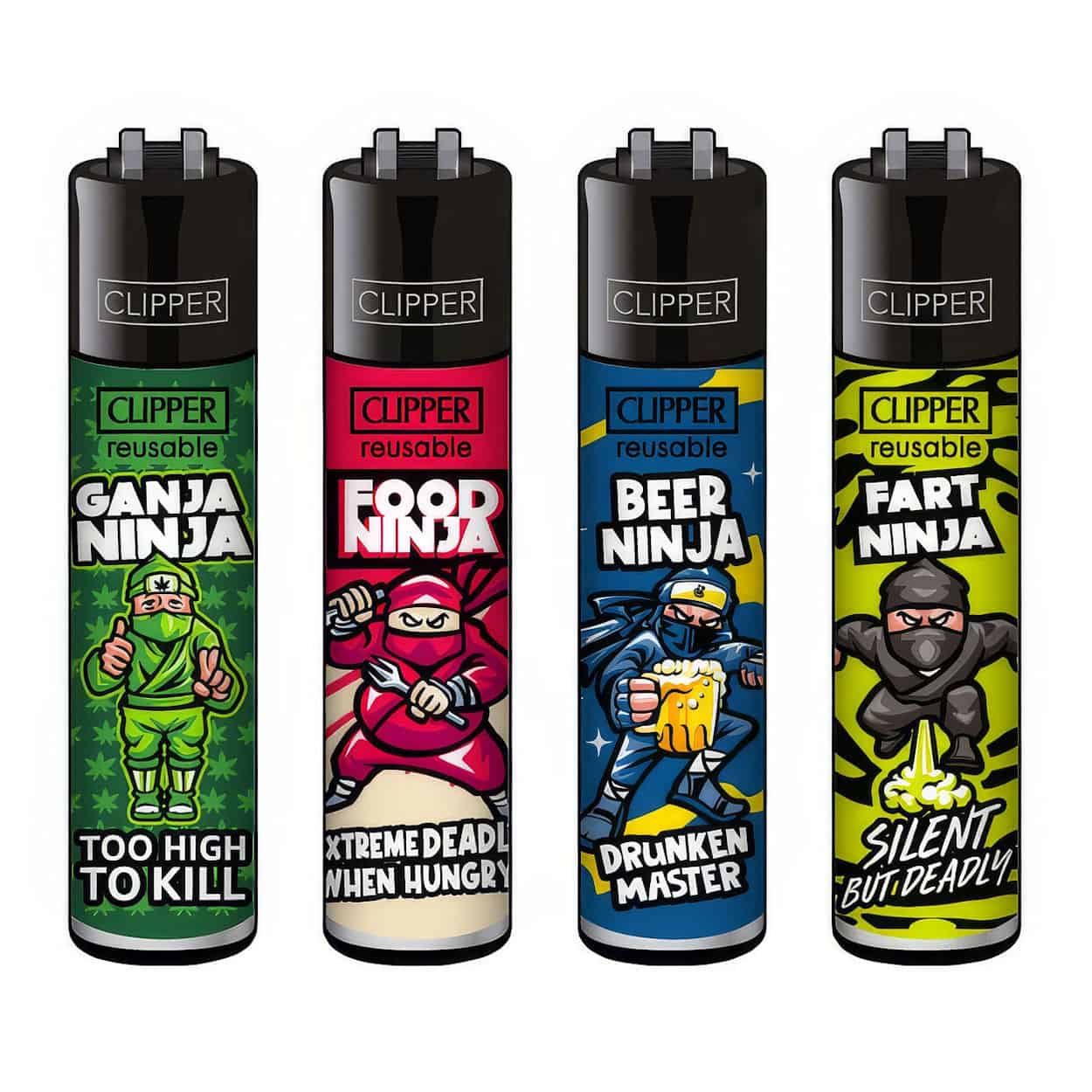 Clipper Classic Large Aanstekers "Ninjas" (4 Stuks) - Clickballs.nl